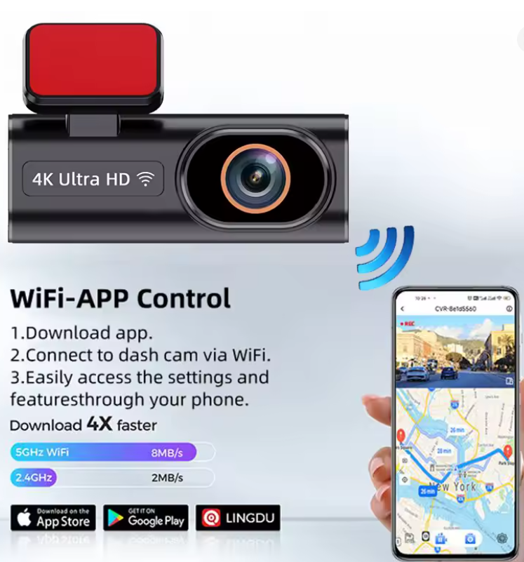 Dash Cam WIFI GPS Mini CAR DVR Front 4K And Rear 1080P Dual Lens – zendy